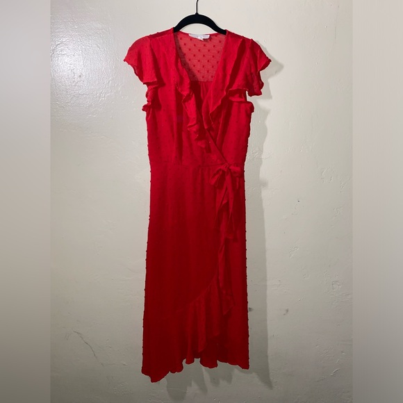 Monteau | Dresses | Monteau Los Angeles Red Polka Dot Wrap Dress | Poshmark